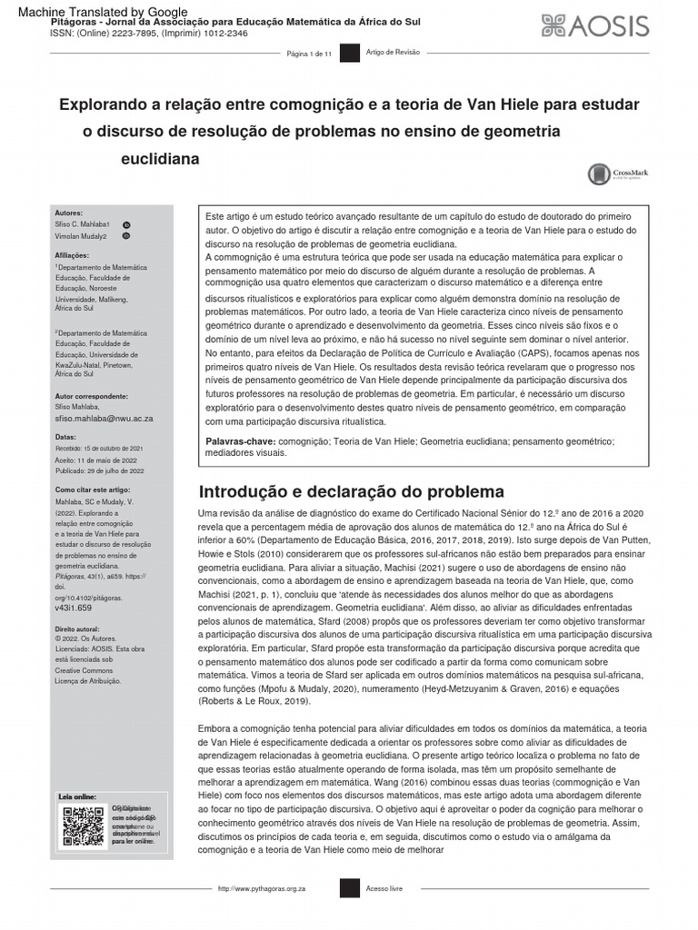 REF 06 - Exploring The Relationship Between Commognition and The Van Hiele Theory For Studying ...