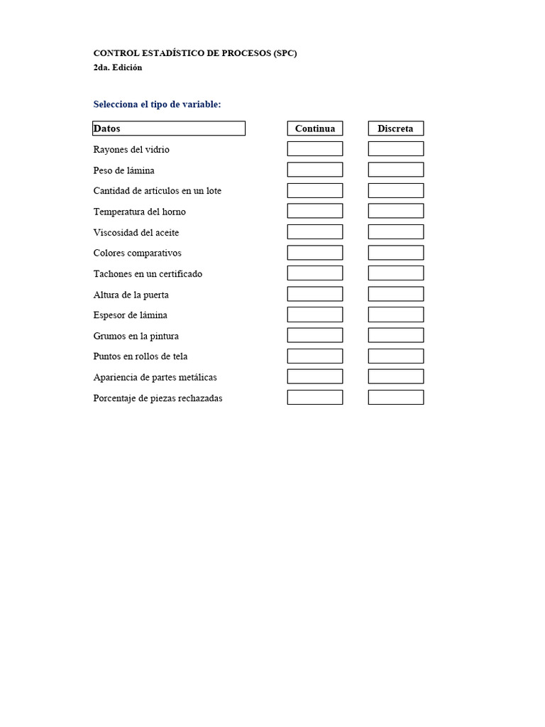 Ejemplos de SPC en Control de Calidad | PDF | Desviación Estándar ...
