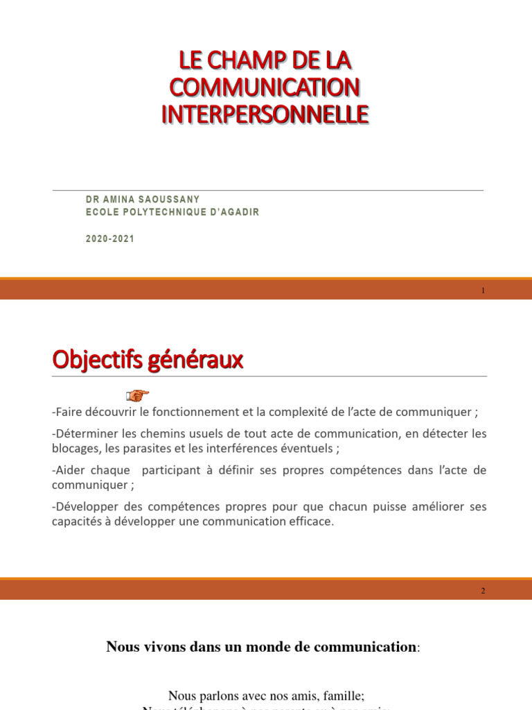 Champ Communication Interpersonnelle | PDF | la communication