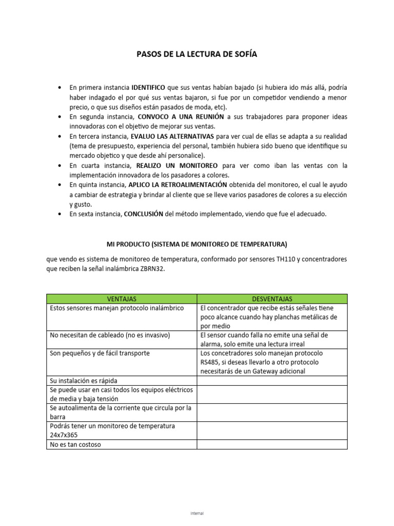 Tarea de Lectura de Sofía y Mi Producto | Descargar gratis PDF | Ingeniería Informática ...