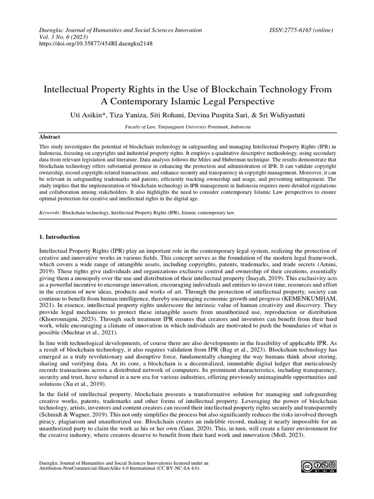 Intellectual Property Rights in The Use of Blockch | PDF | Intellectual ...