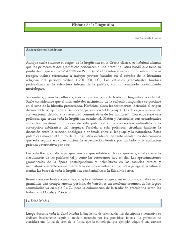 Carlos - Rull García - Historia de La Lingüística | PDF | Lingüística ...