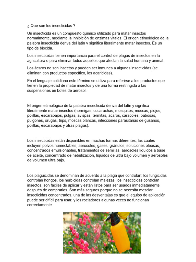 Definición y efectos de insecticidas | PDF | Insecticida | Insectos