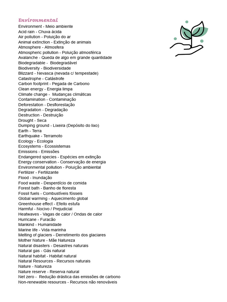 Environmental - 11º ano - inglês -2 | PDF | Ambiente natural | Gás de efeito estufa