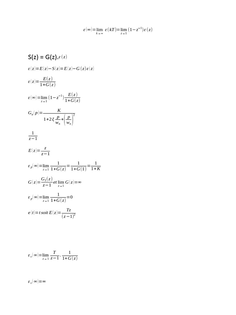 Formules Commande Numérique | PDF