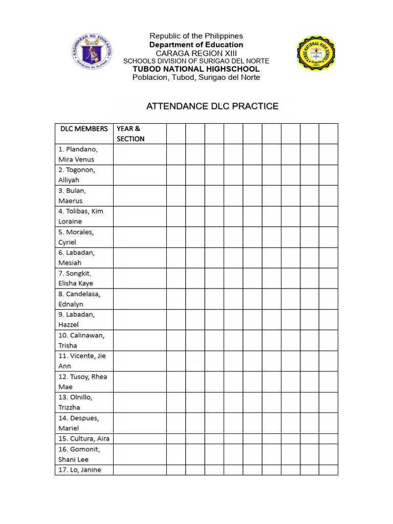Attendance DLC Practice | PDF
