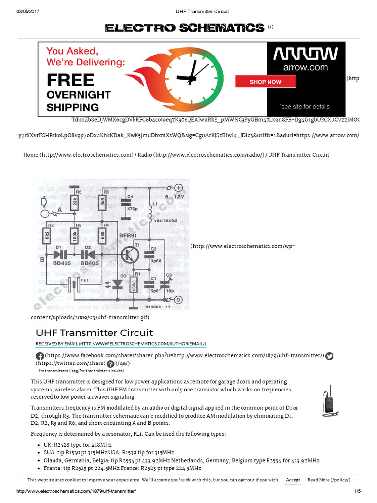 UHF FM Transmitter Circuit Guide | PDF | Transmitter | Frequency Modulation