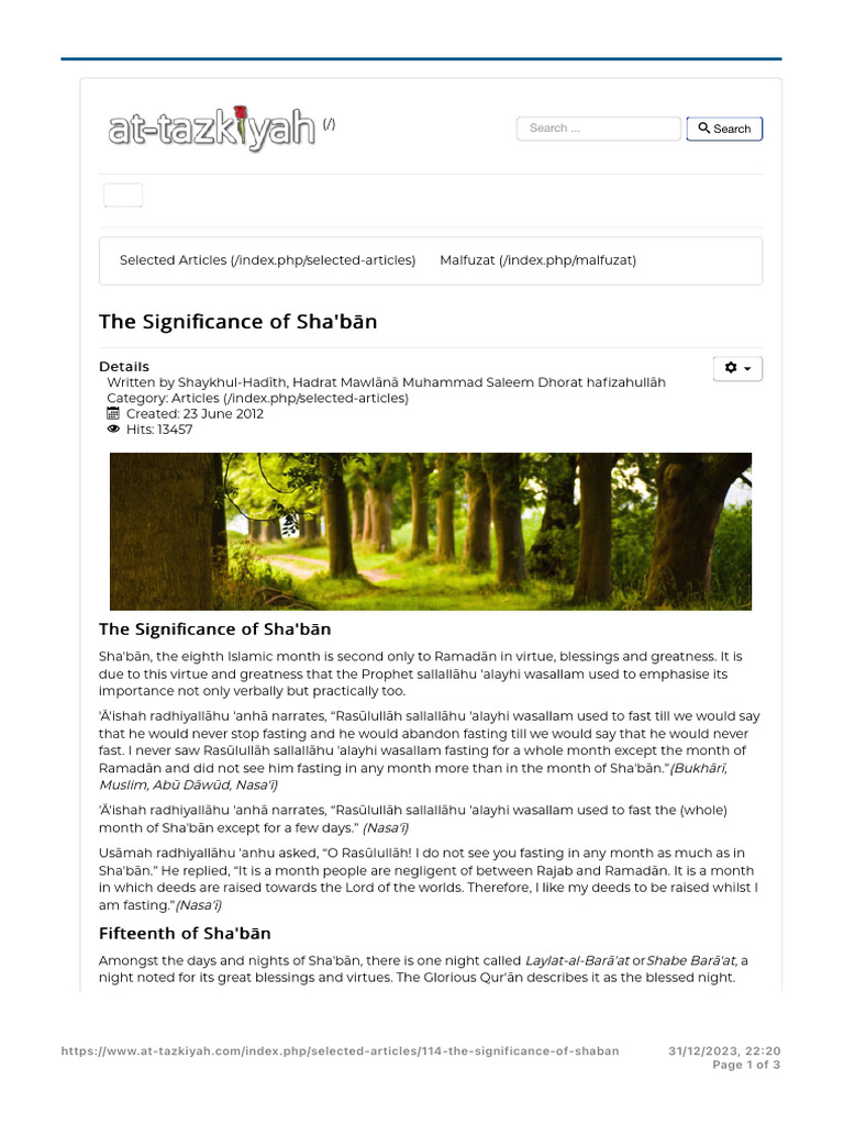 The Significance of Sha'bān | PDF