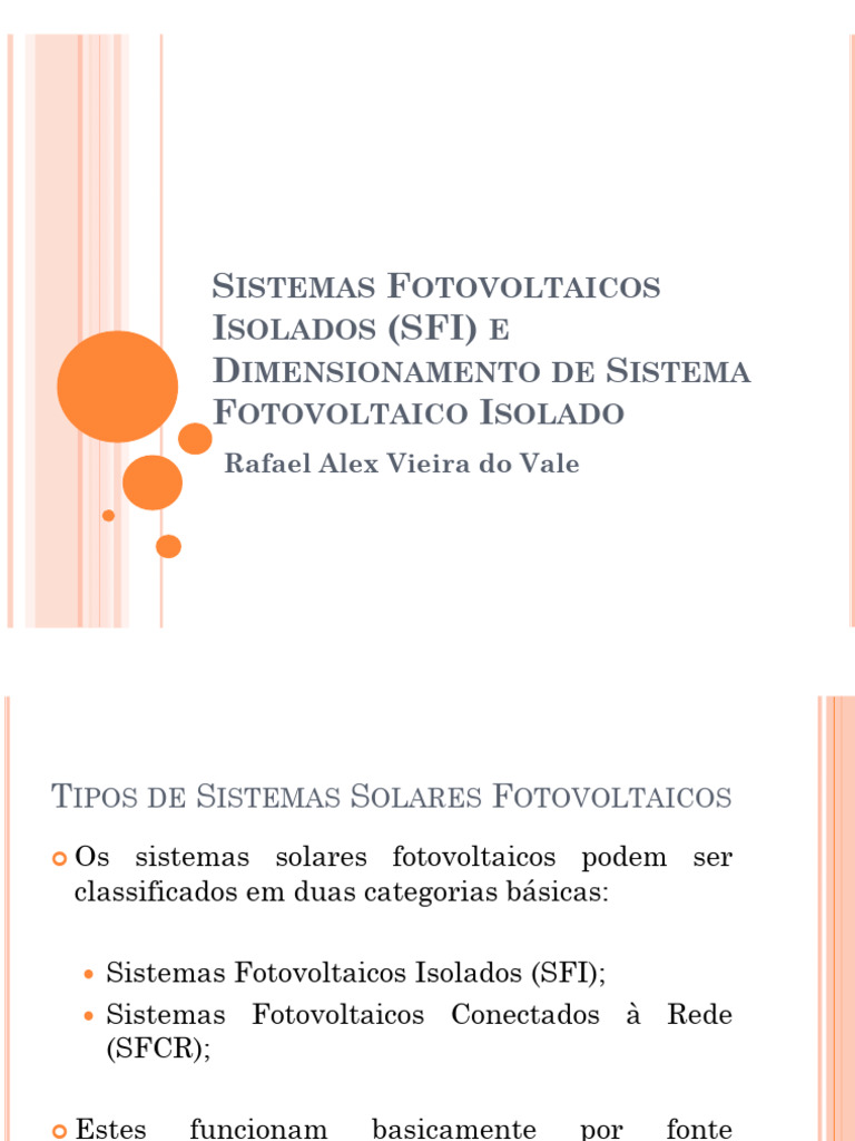 Sistemas Fotovoltaicos Isolados Sfi e Di | PDF | Célula solar ...