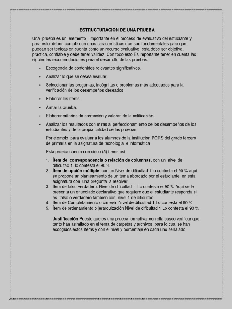 Estructuracion de Una Prueba 2 | PDF