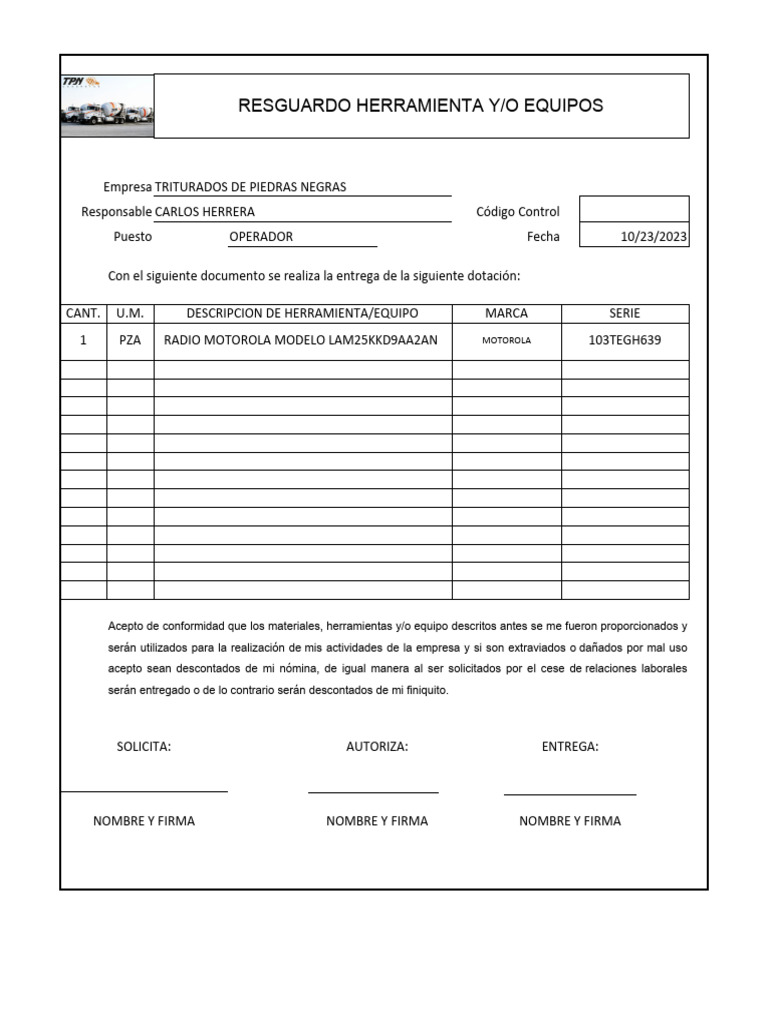 Formato de Resguardo de Equipos | PDF