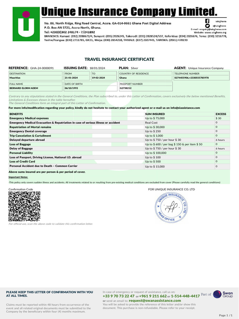 Contract Gha 24 0000091 | PDF | Insurance | Service Industries