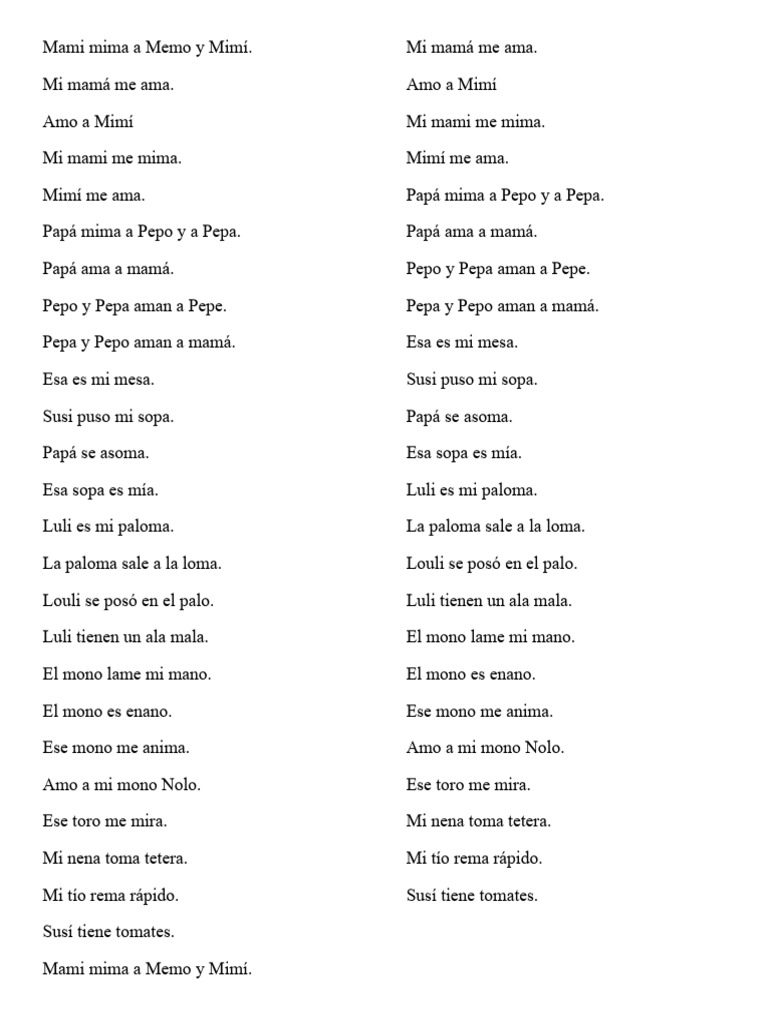 Mami mima a Memo y Mimí | PDF | Artes del Lenguaje y Comunicación