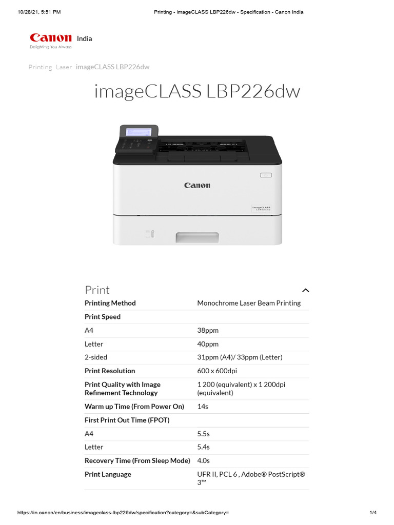 Canon Lbp226dw Laser Printer | PDF | Printer (Computing) | I Pv6