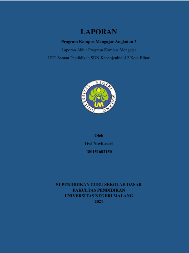 Laporan Akhir Kampus Mengajar - Dwi Novitasari - 180151602150 | PDF