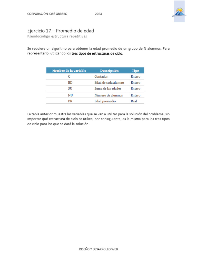 Ejercicio 17 - Promedio de Edad | PDF