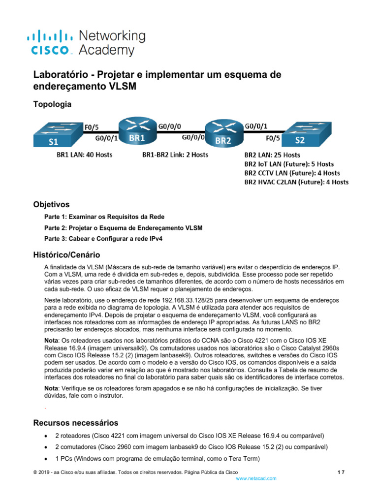 11.10.2 Lab - Design and Implement A VLSM Addressing Scheme | PDF
