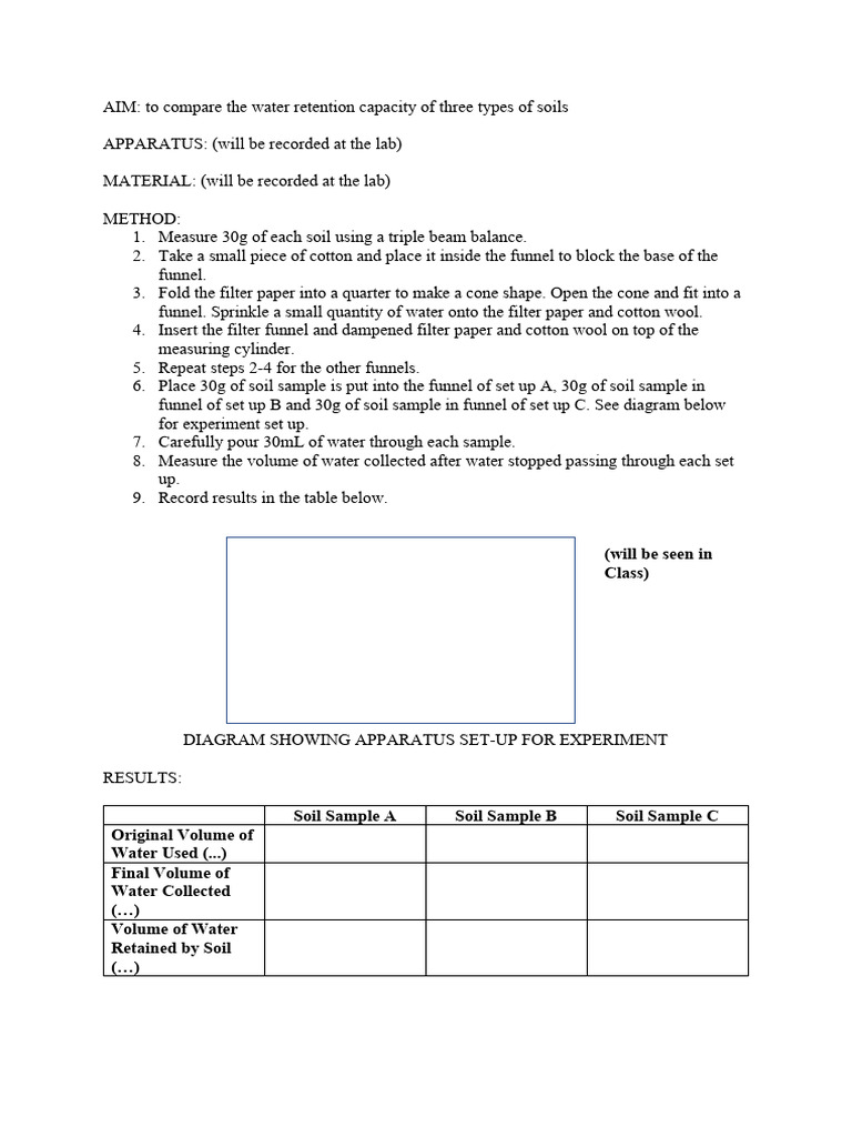 Water Retention Lab 23 Meeno Nah | PDF | Science & Mathematics Water Retention Lab 23 Meeno Nah | PDF | Science & Mathematics