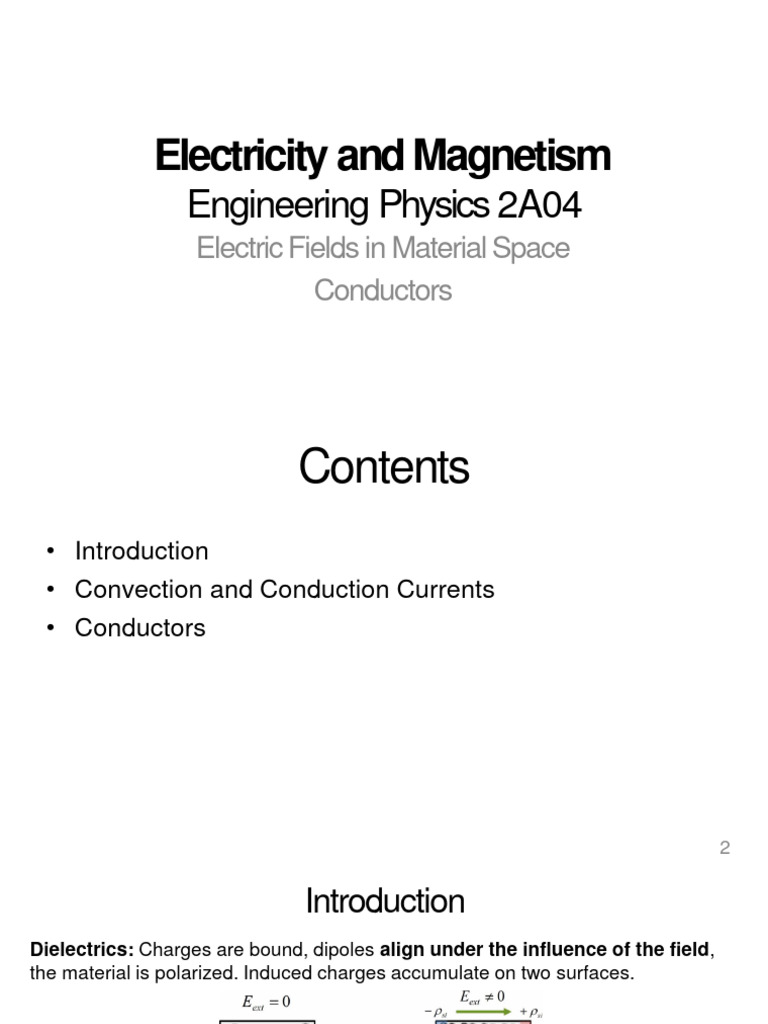 L10 - Electric Fields in Material Space - Conductors | PDF | Electric ...