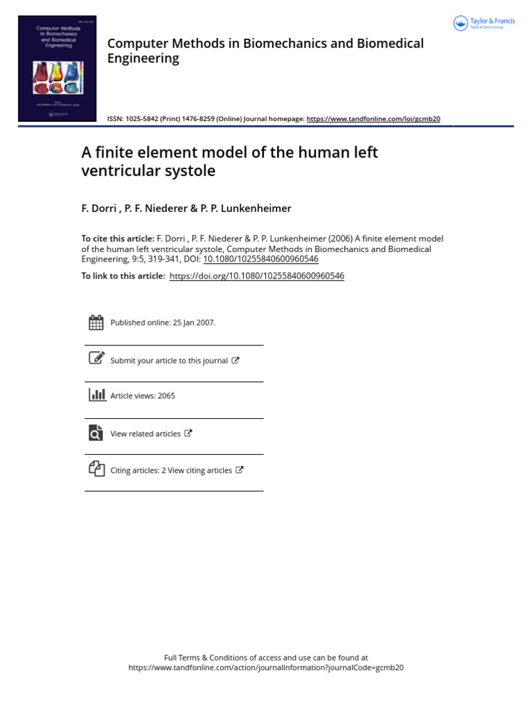 A Finite Element Model of The Human Left Ventricular Systole | PDF ...