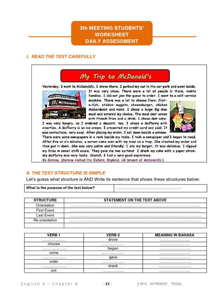 Daily Exam - Recount Text | PDF