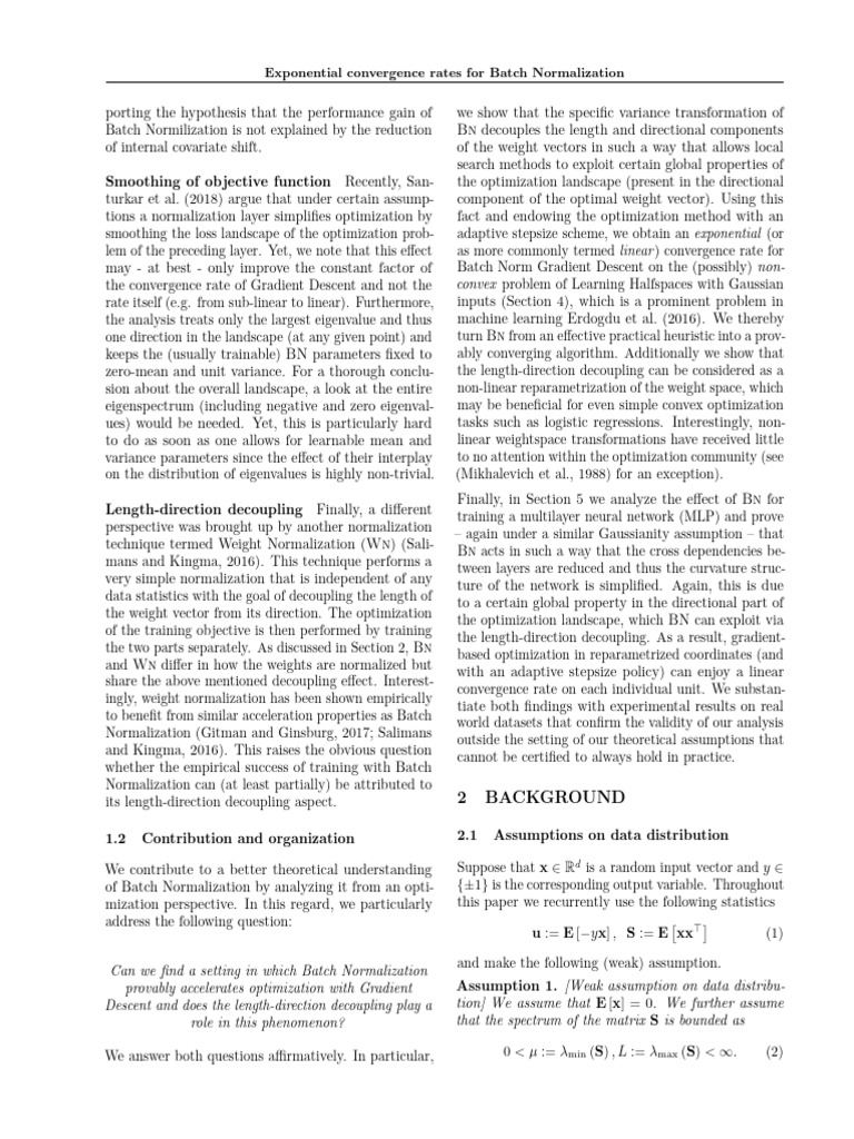 Exponential Convergence in Batch Normalization | PDF | Applied Mathematics | Algorithms