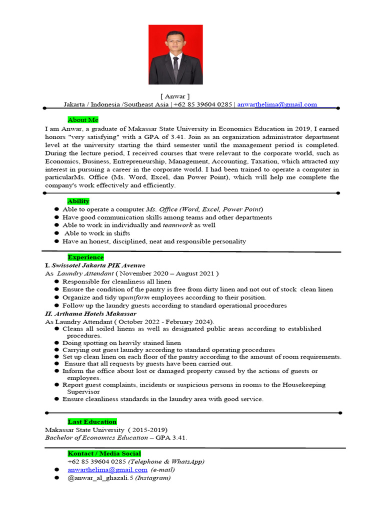 CV Anwar | PDF | Business | Economies