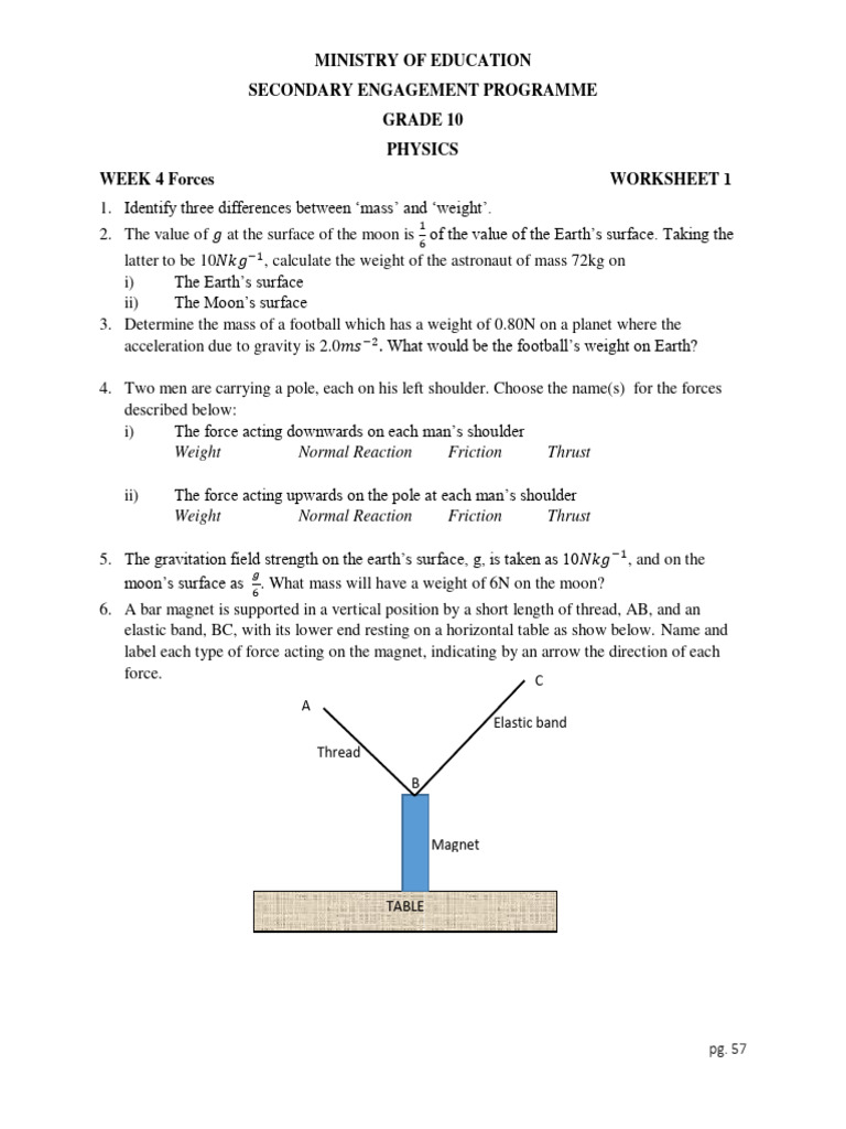 Grade 10 Physics Week 4 Lesson 2 Worksheet 1 and Answersheet | PDF ...