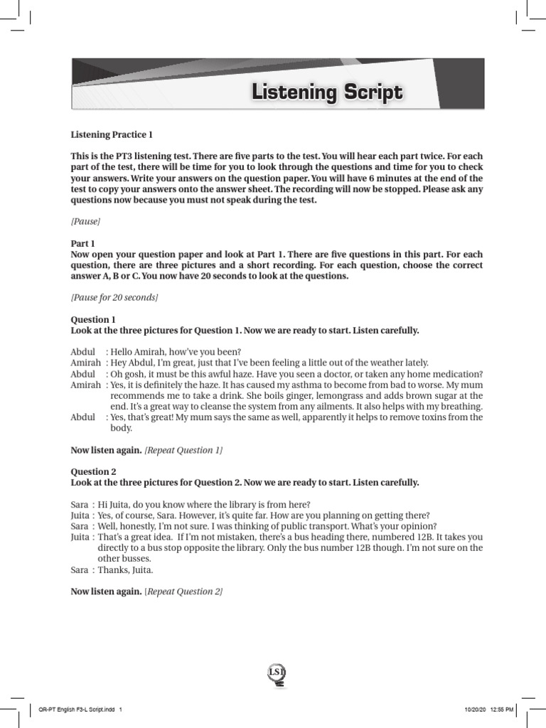 Listening Script PT3 | PDF