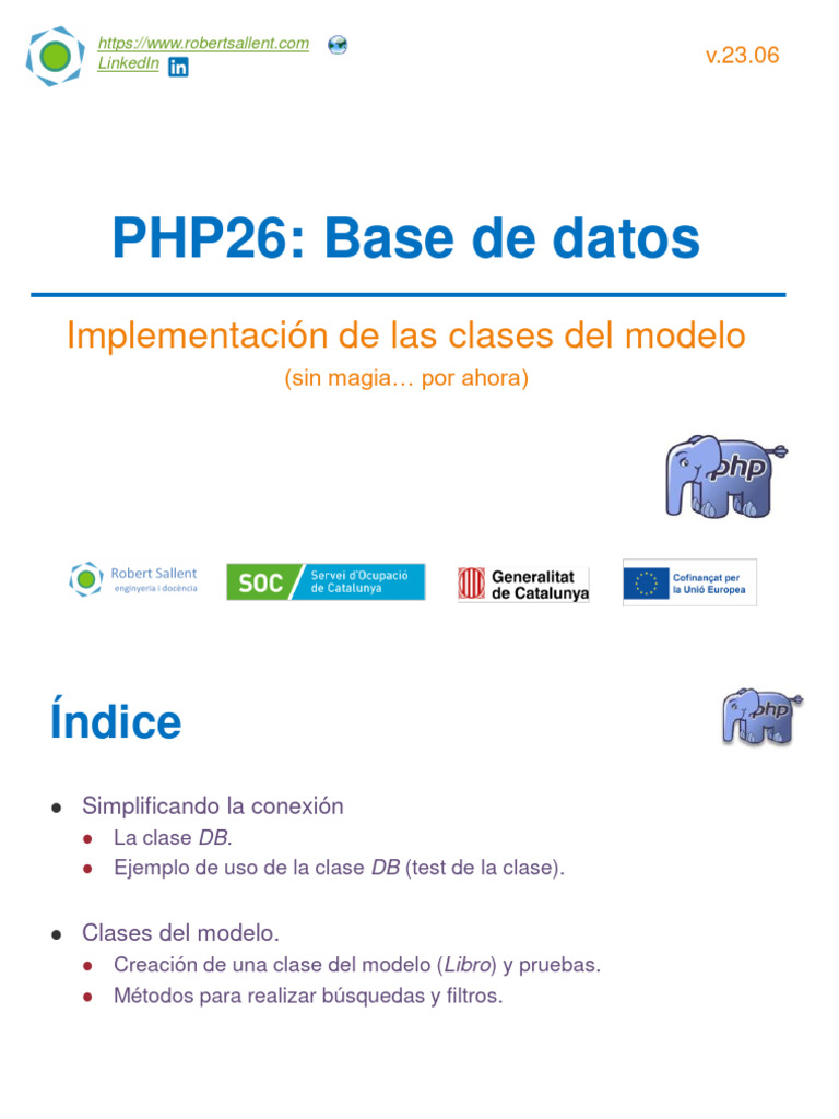 Implementación de Clase DB en PHP | PDF | Bases de datos | Archivo de ...