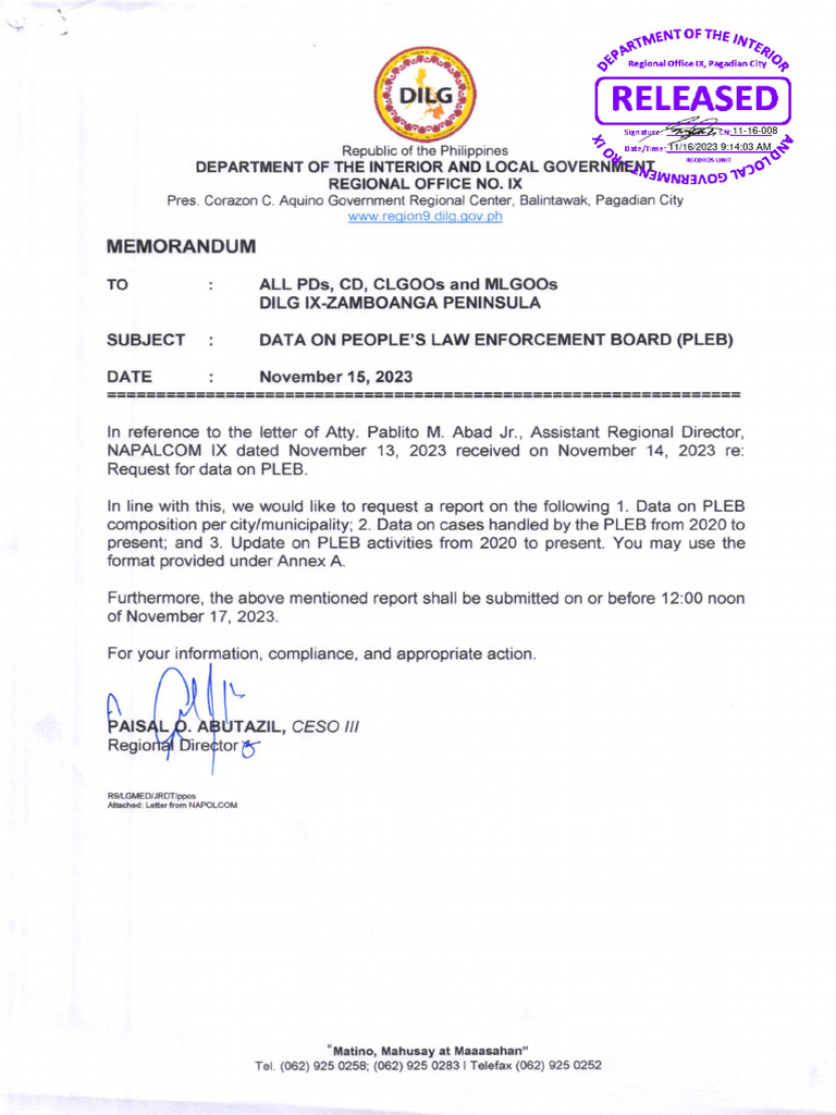 R09-2023-11-16-008 - All PDS, CD, Cmlgoos - Pleb | PDF