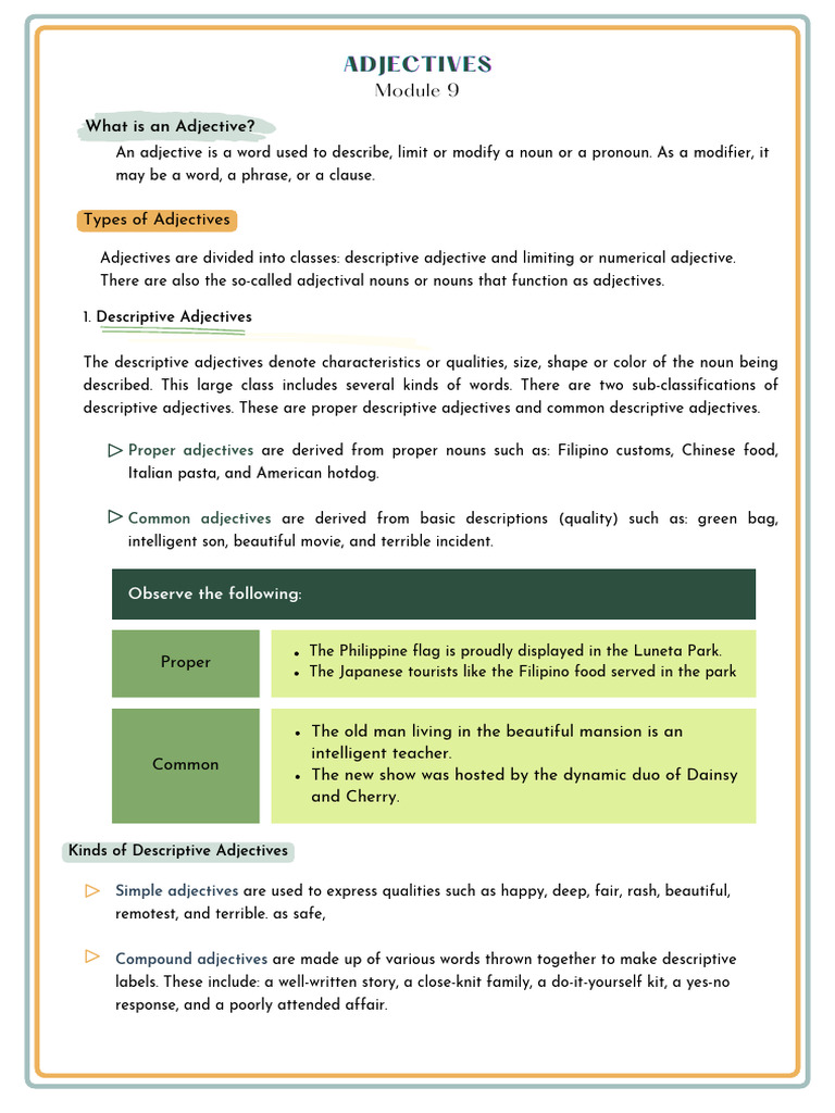 Lesson 7 - Adjectives | PDF | Adjective | Grammatical Number