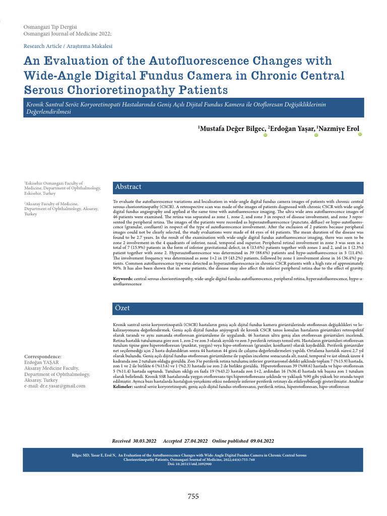 An Evaluation of The Autofluorescence Changes With Wide Angle Digital ...