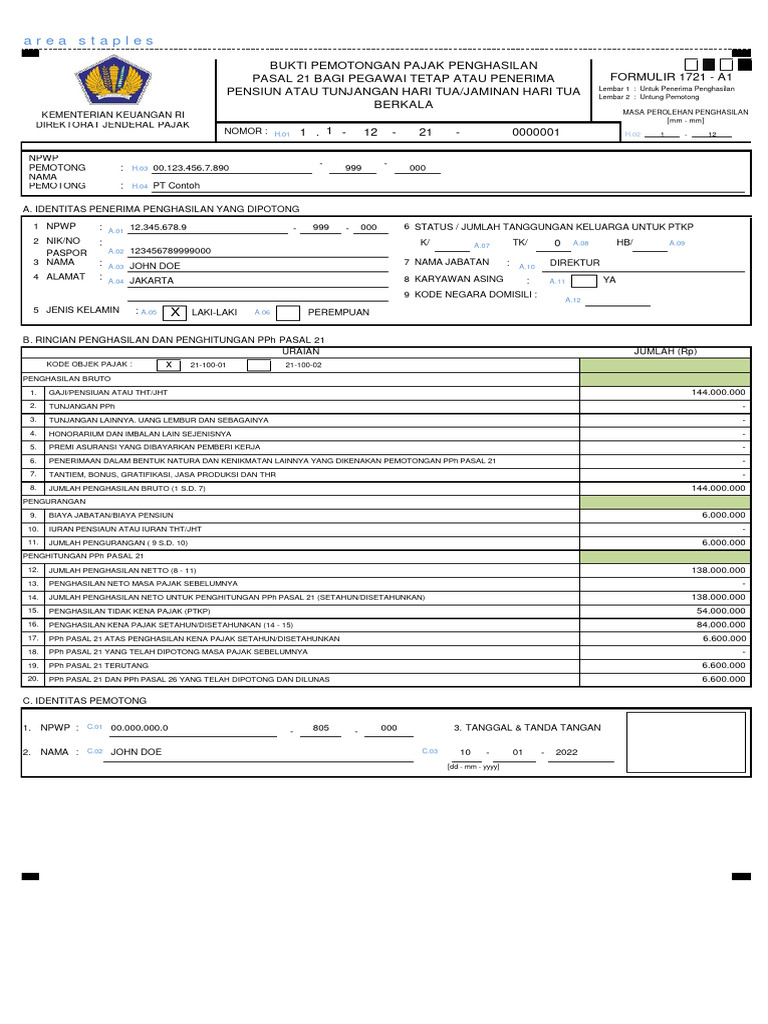 Formulir 1721-A1 | PDF