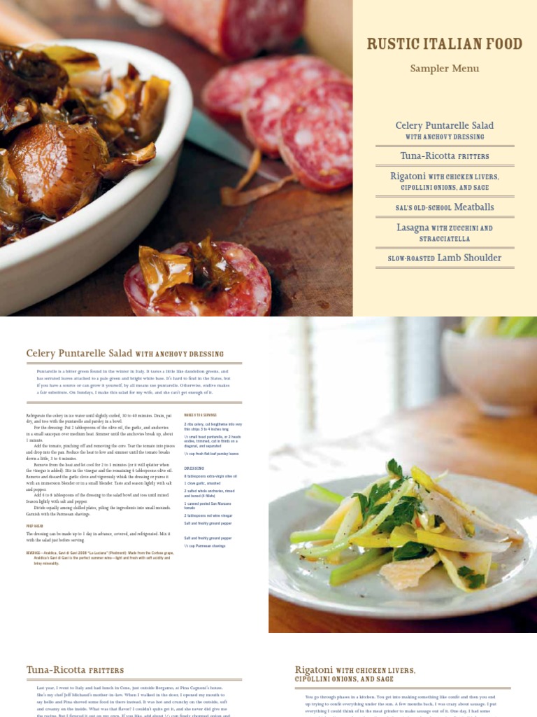 Rustic Italian Food by Marc Vetri Recipe Sampler | Salad | Lamb And Mutton