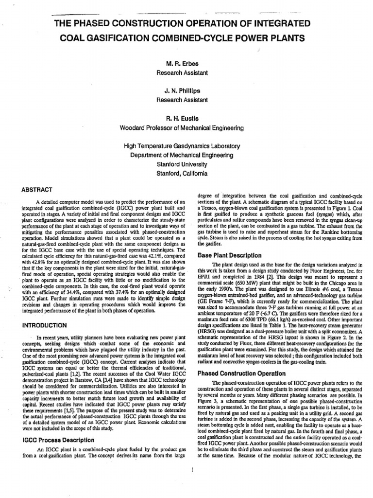 The Phased Construction Operation of Integrated Coal Gasification ...