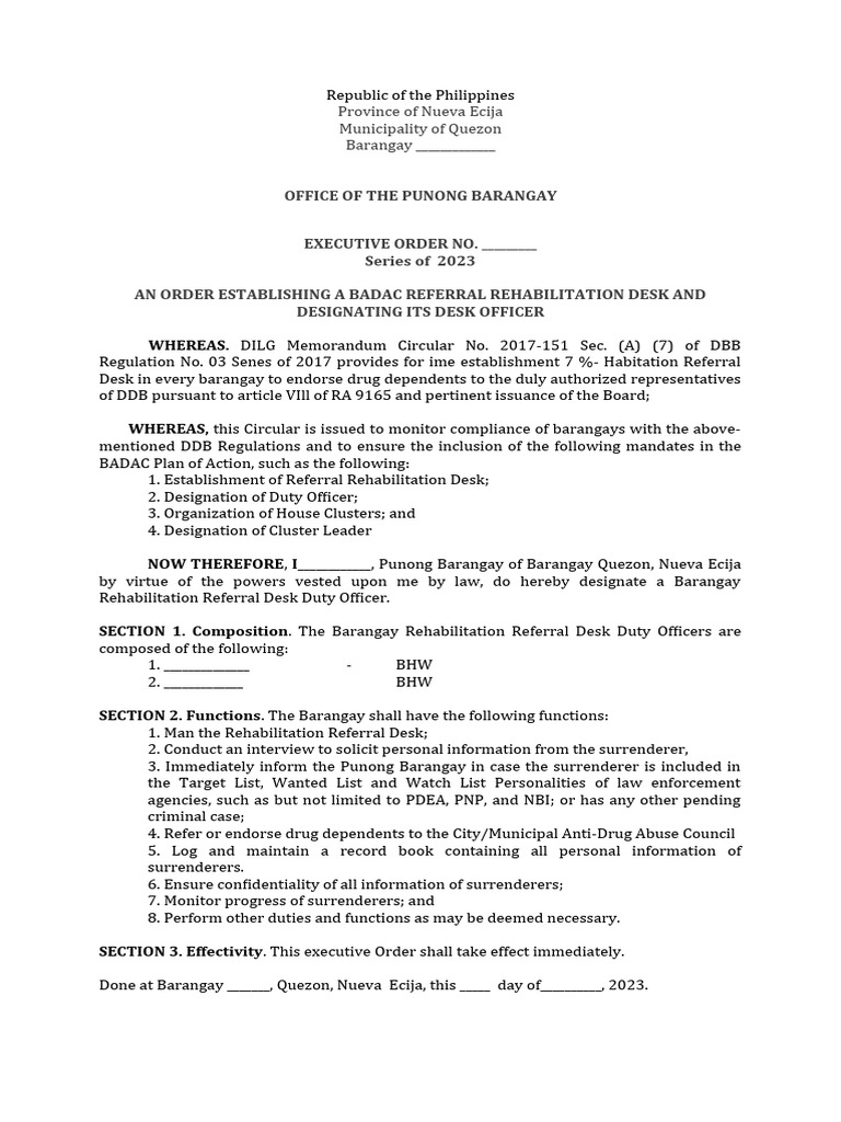 Badac Referral Rehabilitation Desk and Designating Its Desk Officer | PDF