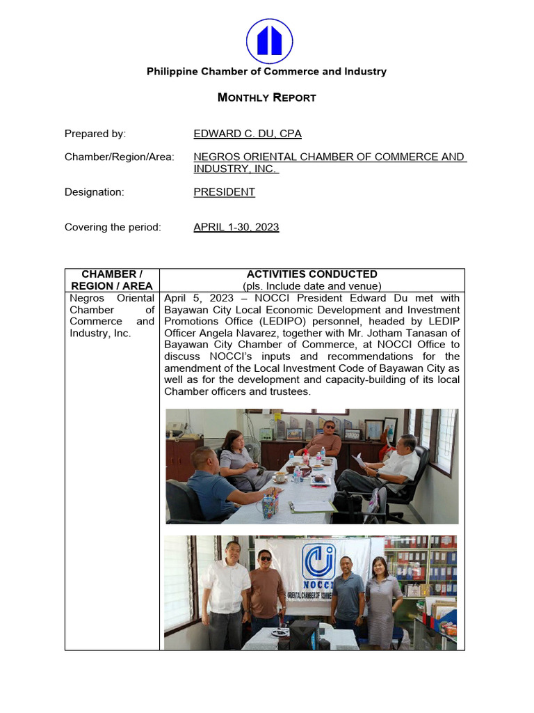 Monthly Report - April 2023 | PDF