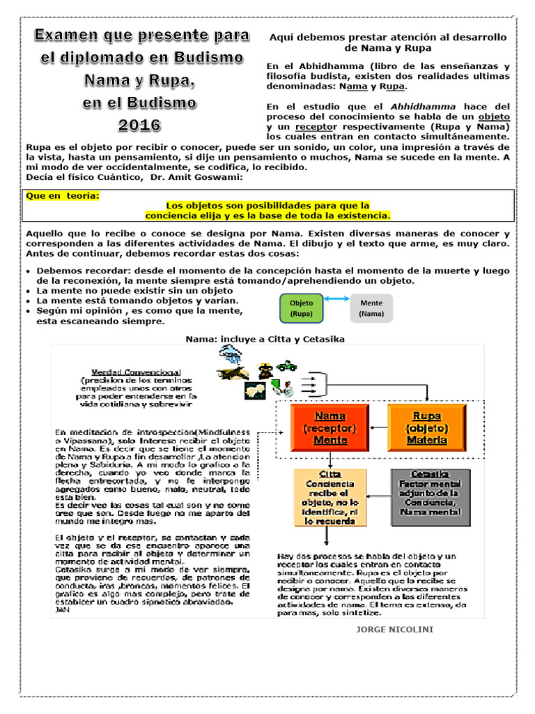 Nama y Rupa en el Budismo: Conciencia y Objeto | PDF | Mente ...