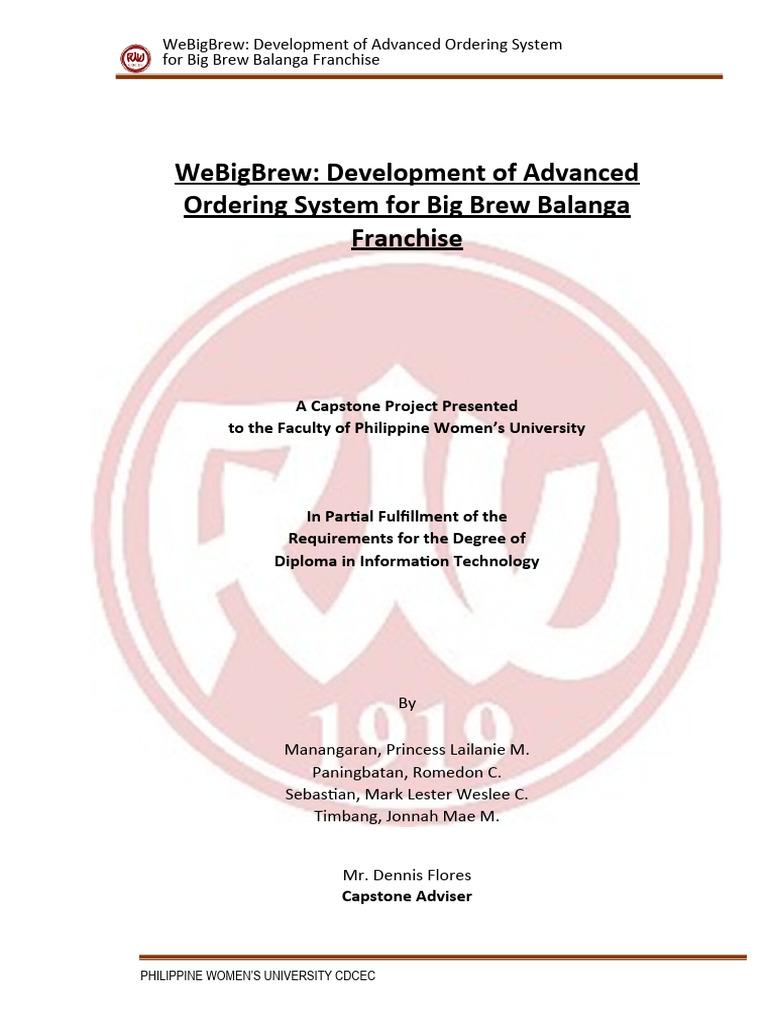 WeBigBrew Development of An Advanced Ordering System For Big Brew Balanga Franchise | PDF ...