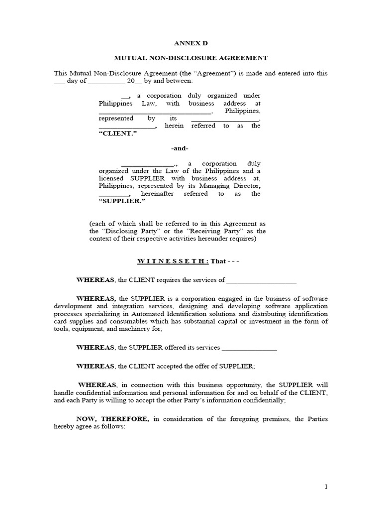 Nda - Template | PDF | Breach Of Contract | Legal Remedy