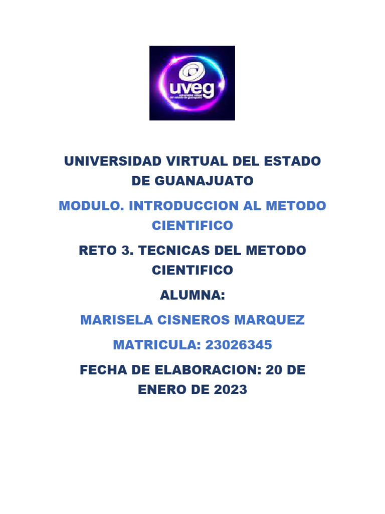 Reto Tres Tecnicas Del Metodo Cientifico | PDF