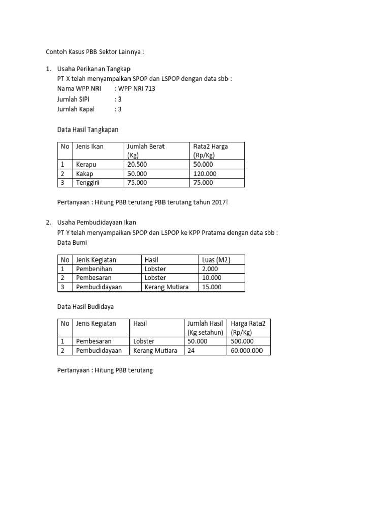 Contoh Kasus PBB Sektor Lainnya | PDF