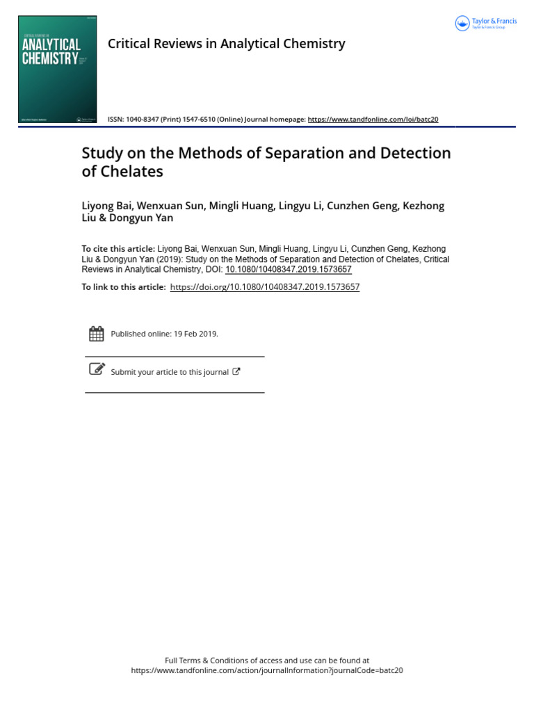 Determine Chelating Agent Quantitatively 2019 | PDF | High Performance ...