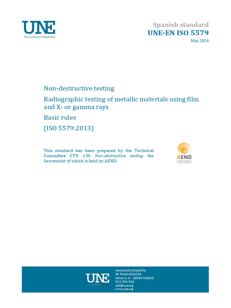 Une-En Iso 5579 - 2014 | PDF | Radiography | Nondestructive Testing