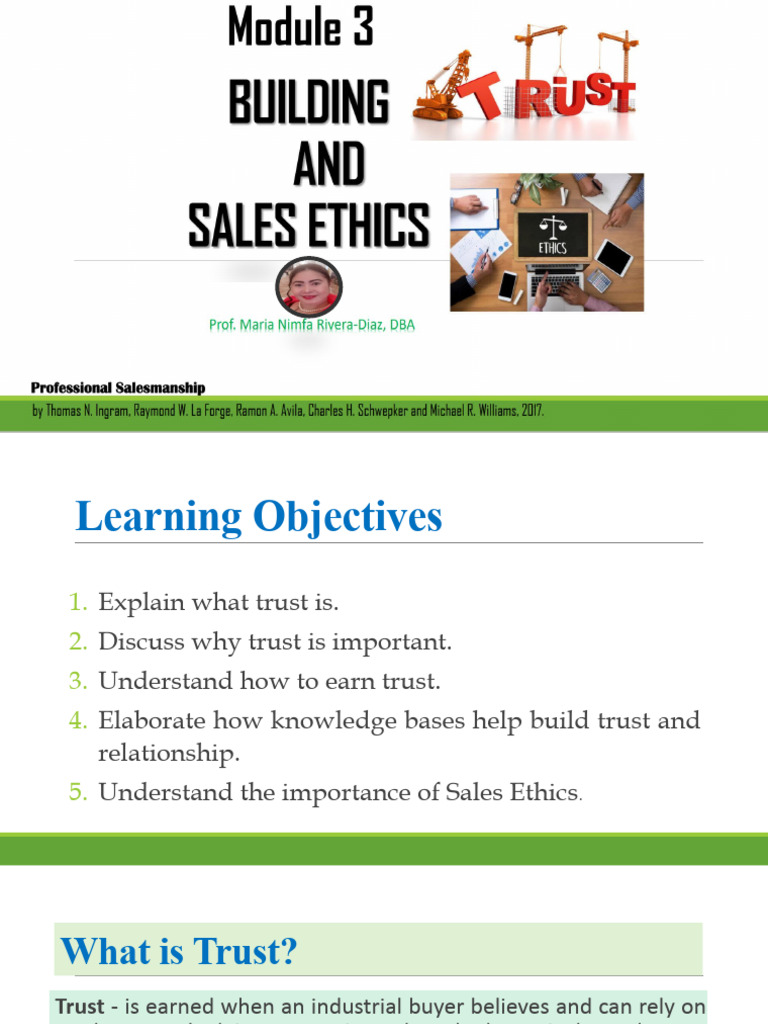 Building Trust in Sales Ethics | PDF | Sales | Business