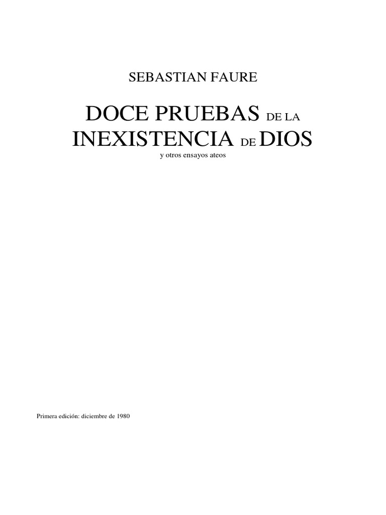 Doce pruebas de la inexistencia de Dios (Sebastián Fauré) | PDF ...