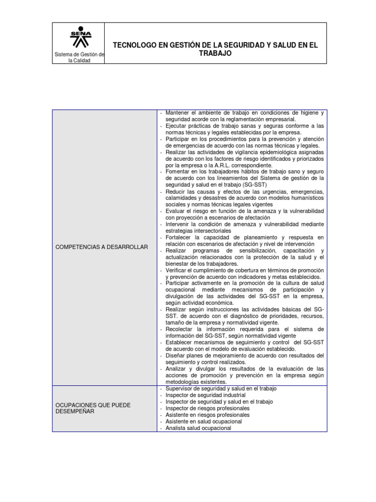 Perfil - Gestion de Seguridad y Salud en El Trabajo - Actualizado | PDF | Seguridad y salud ...