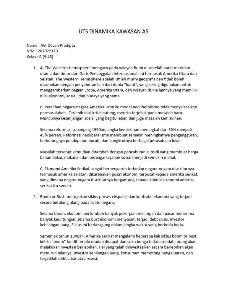 Uts Dinamika As Alif Devan Pradipta 202022113 | PDF | Politik