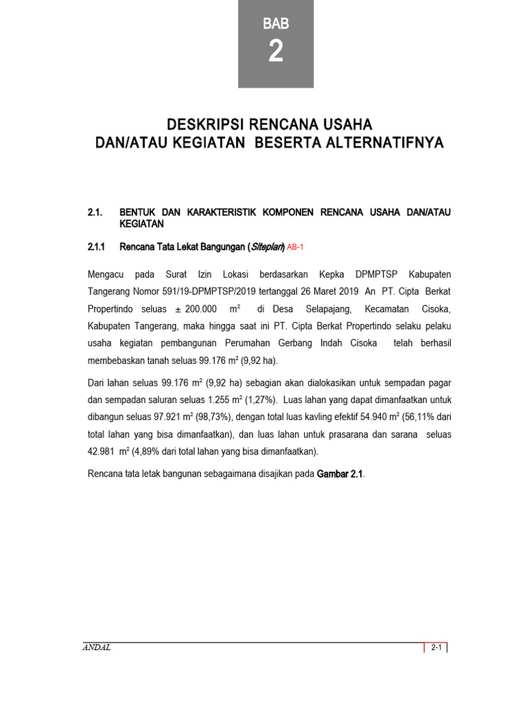 ANDAL - Bab 2. Deskrip Kegiatan | PDF | Teknologi & Rekayasa
